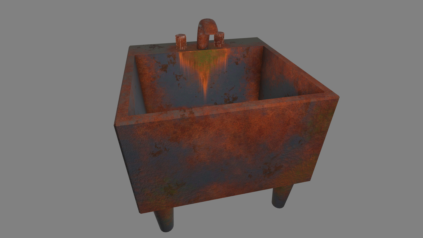 free obj model old rusty sink horror