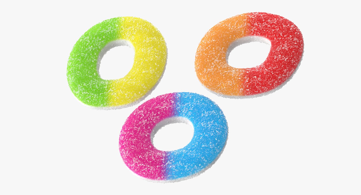 realistic sugar gummy rings obj
