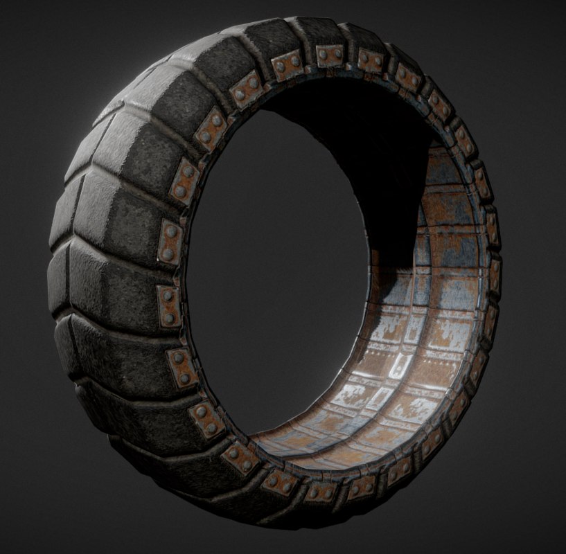 futuristic tire rusty version 3d 3ds