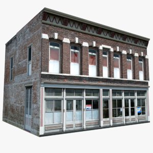 3d model of old style residential building