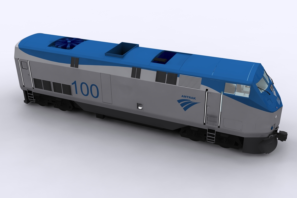 3d model of amtrak locomotive carriages