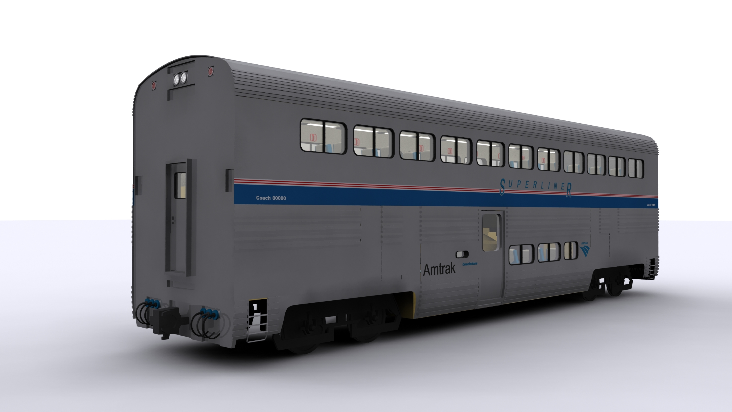 3d model of amtrak locomotive carriages