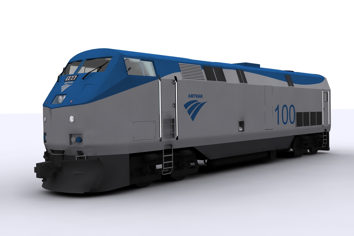3d model of amtrak locomotive carriages