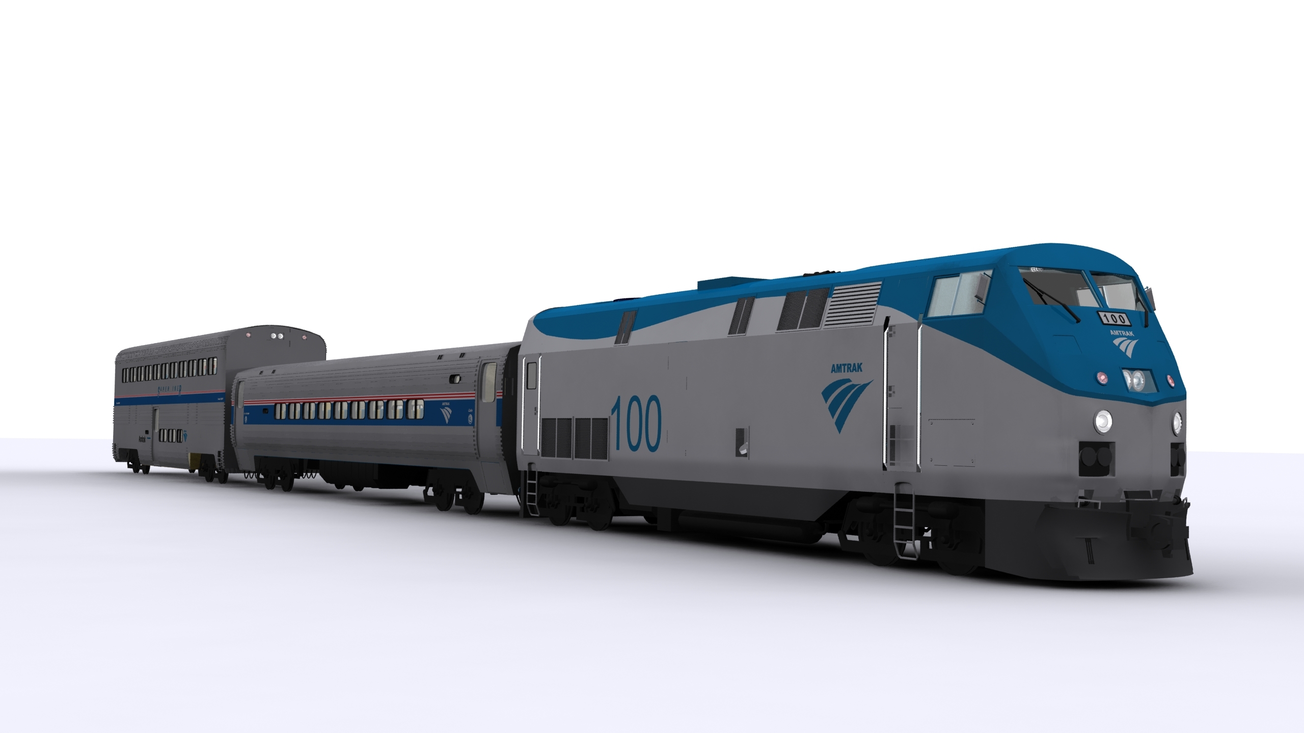 3d model of amtrak locomotive carriages
