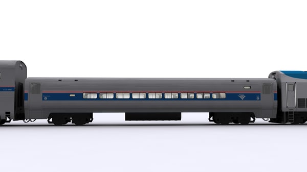 3d model of amtrak locomotive carriages