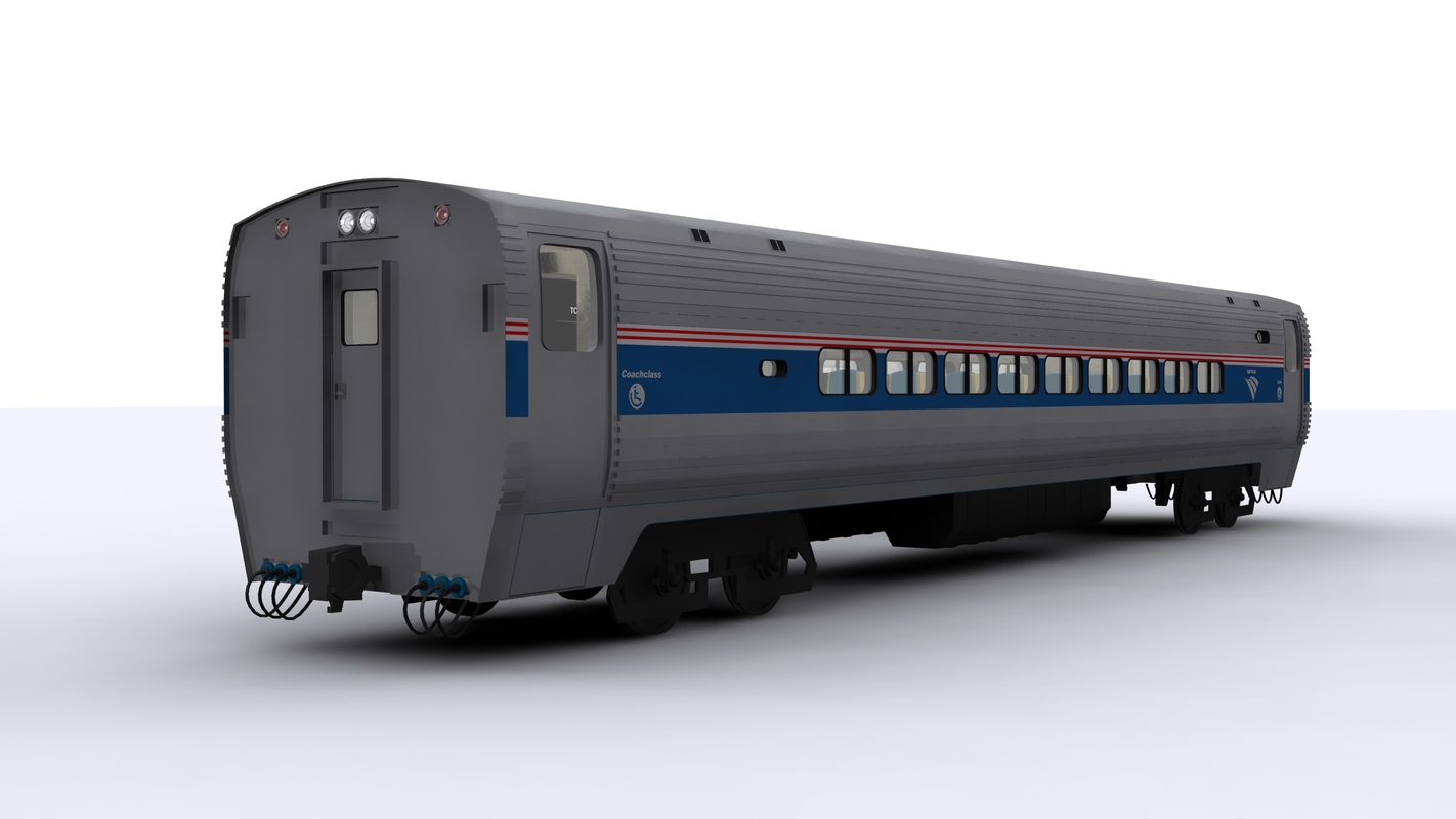 3d model of amtrak locomotive carriages