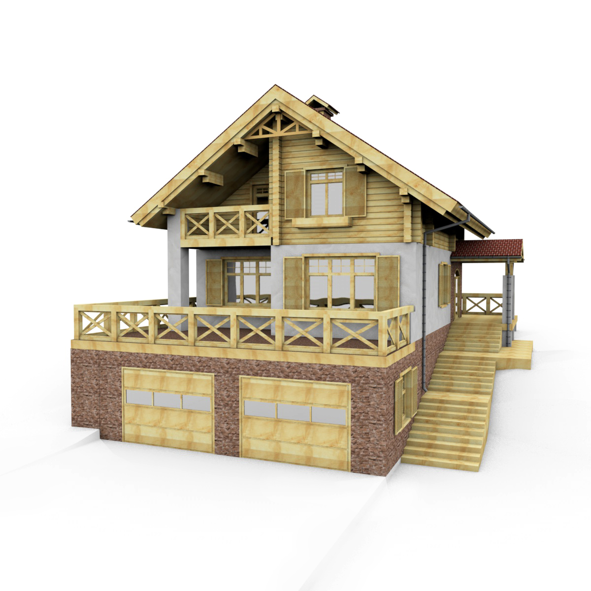 3d model alpine chalet houses