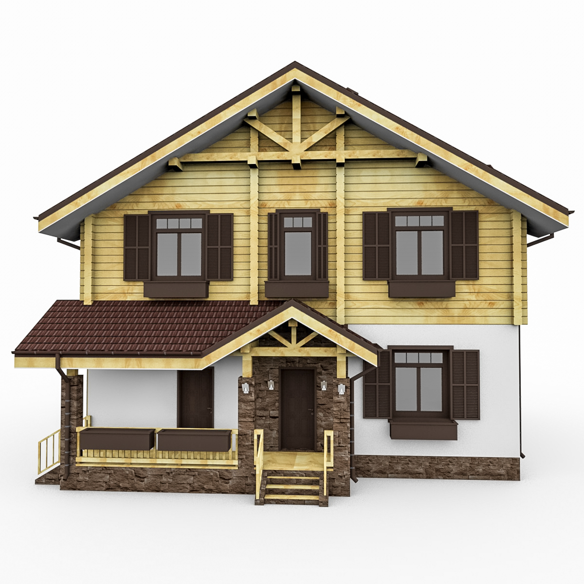 3d model alpine chalet houses