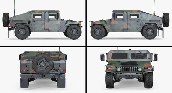 3d humvee m1151 rigged camo model