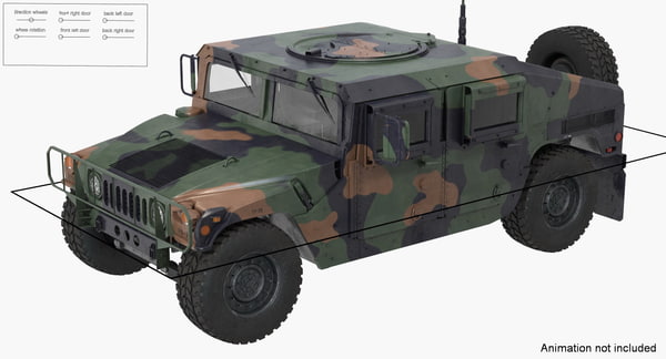3d humvee m1151 rigged camo model