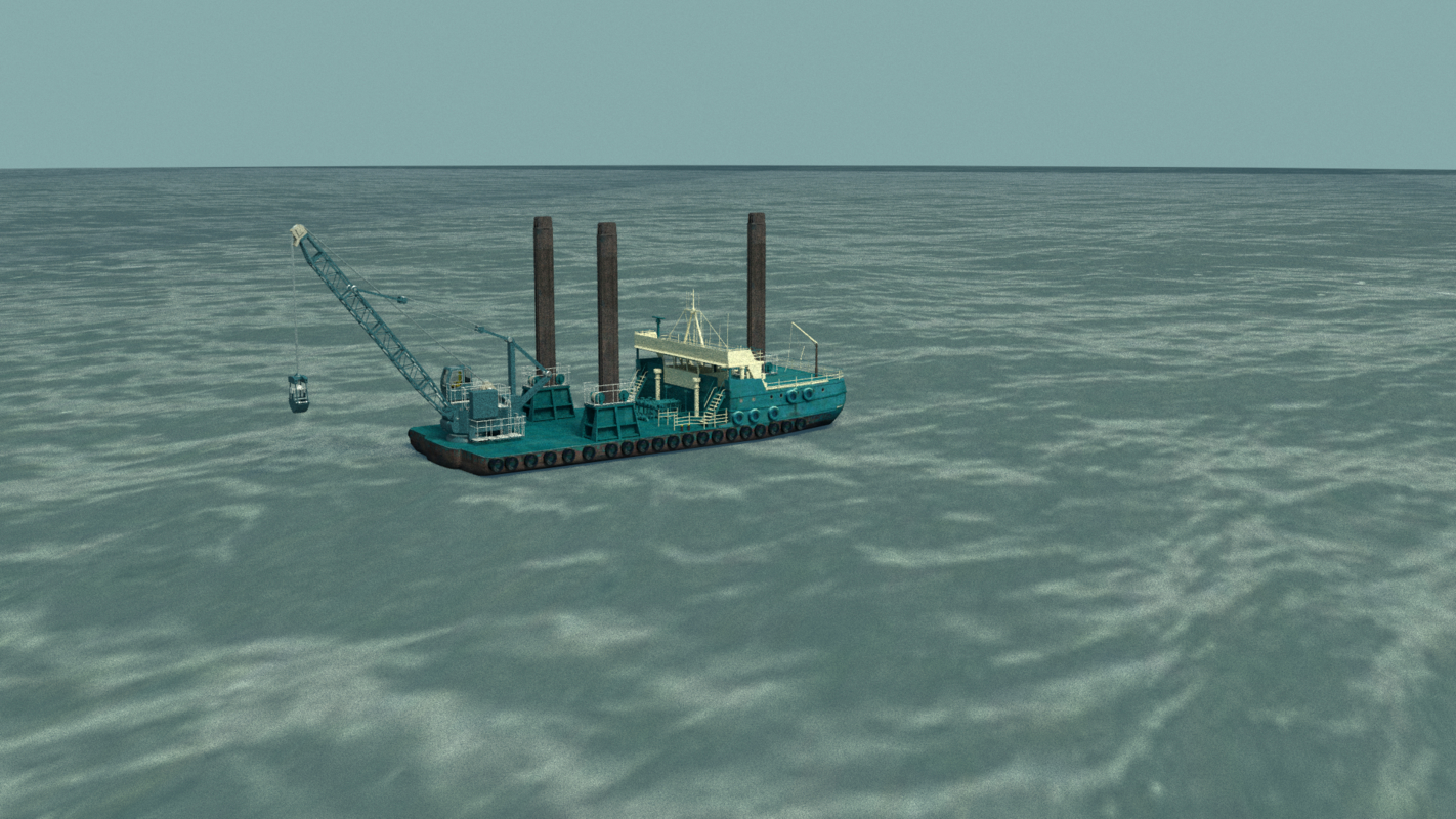 dredger barge 3d model