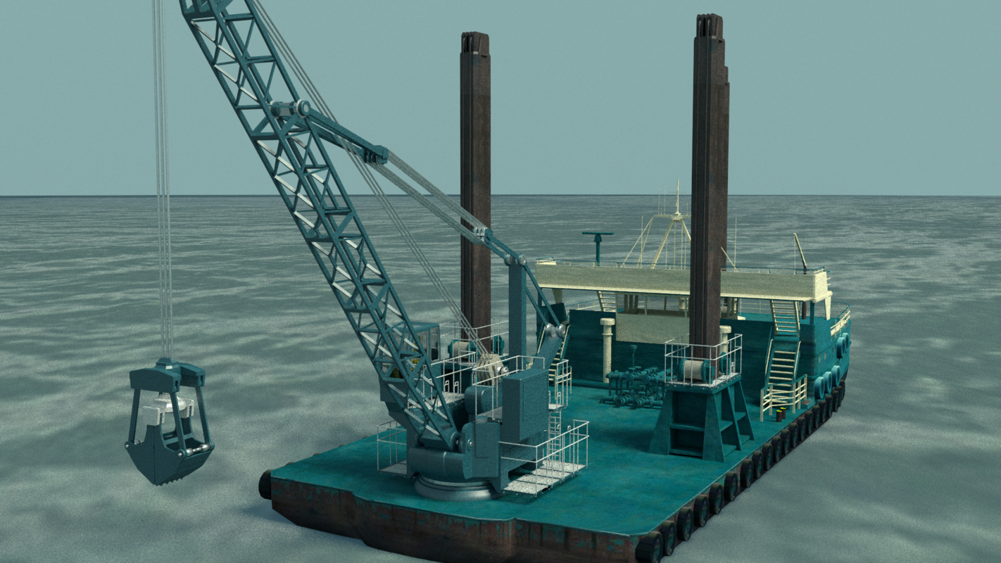 dredger barge 3d model