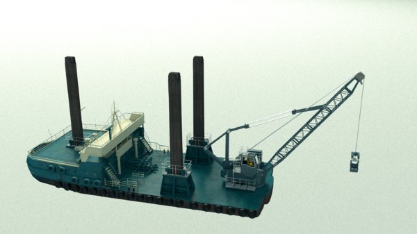 dredger barge 3d model