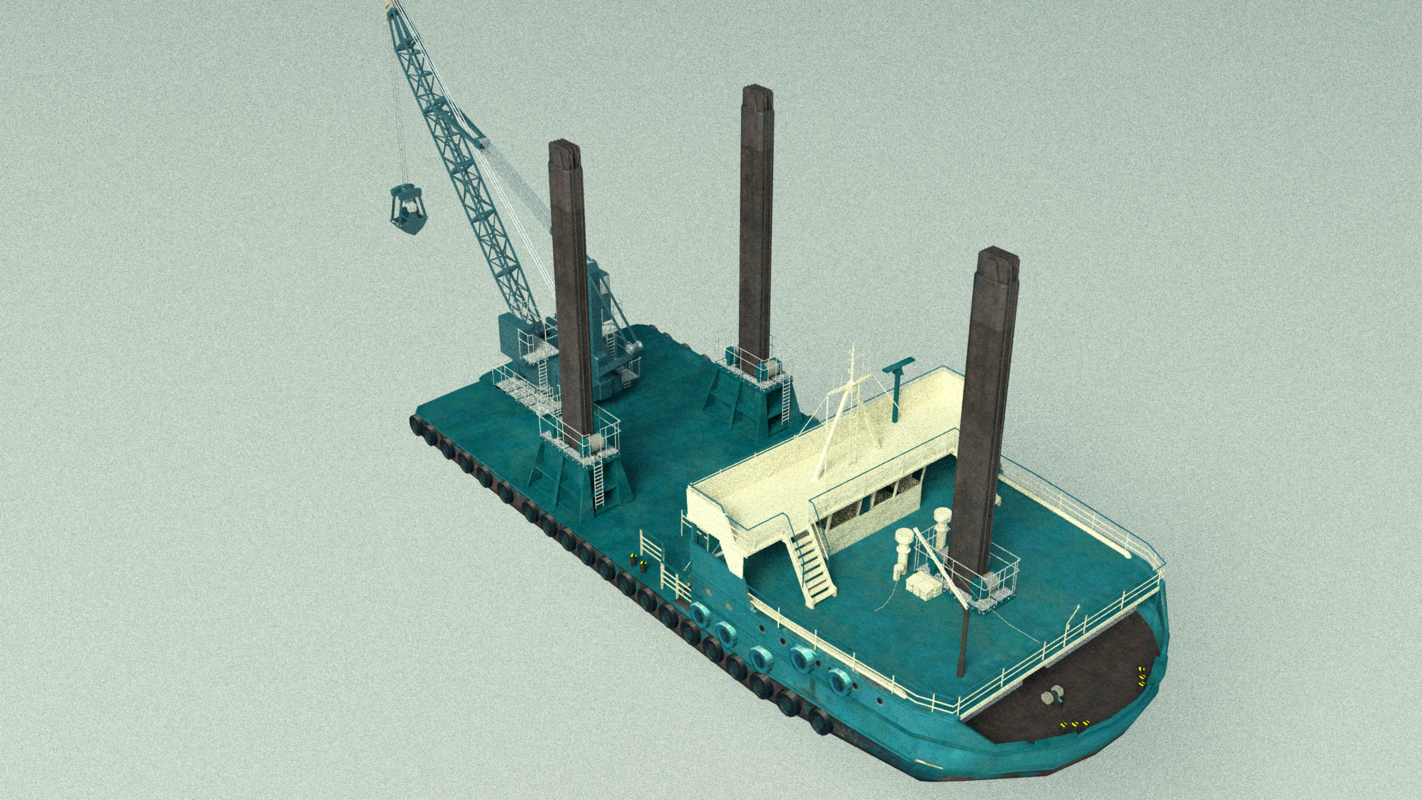 dredger barge 3d model