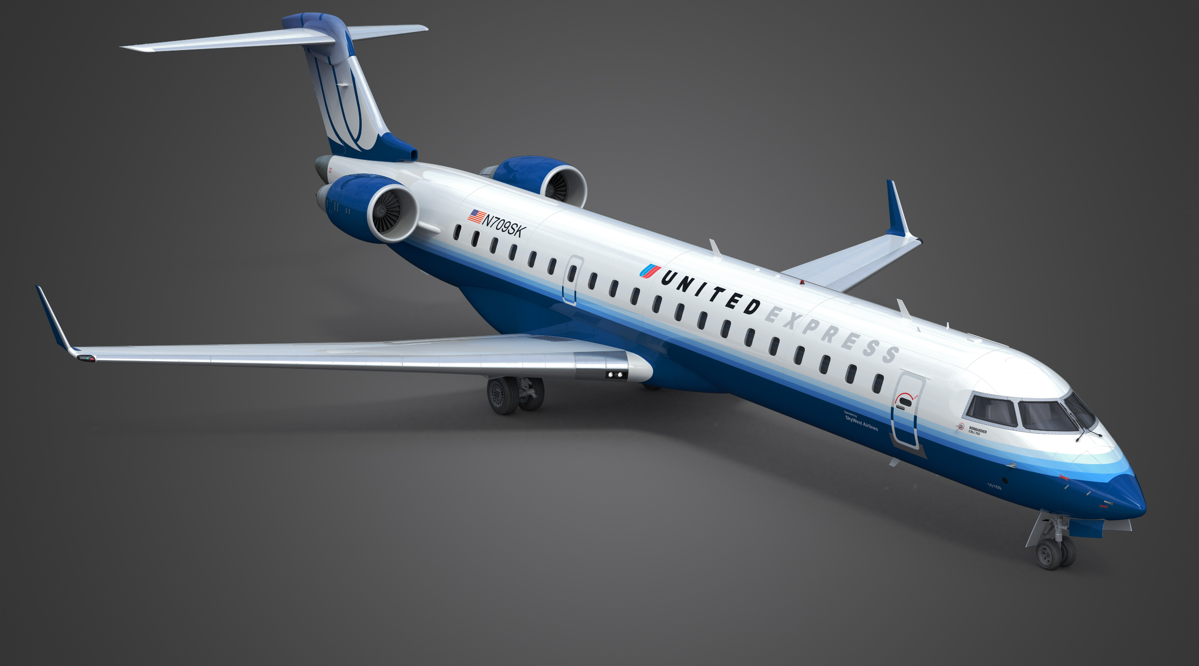3d bombardier crj700 united express model