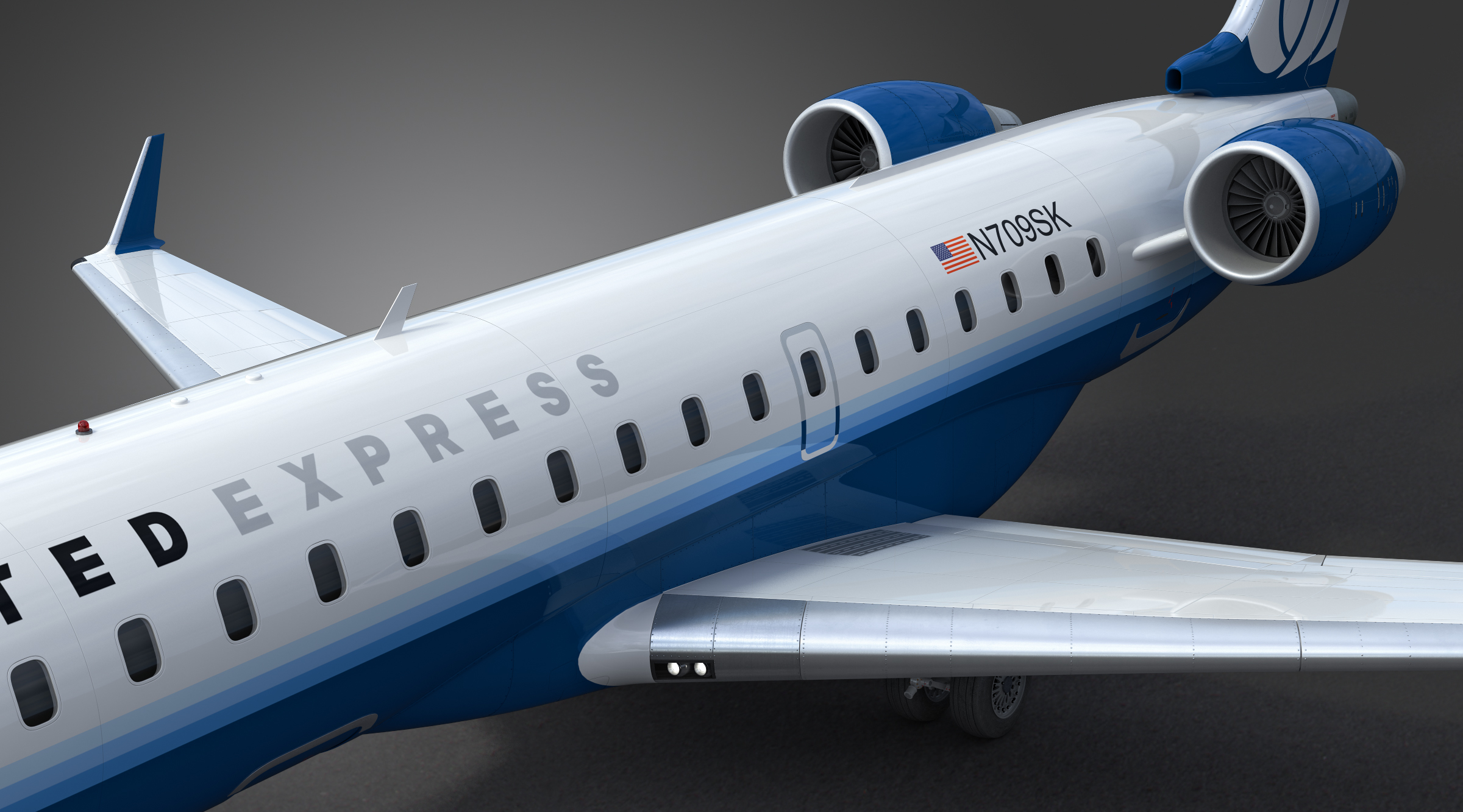 3d bombardier crj700 united express model