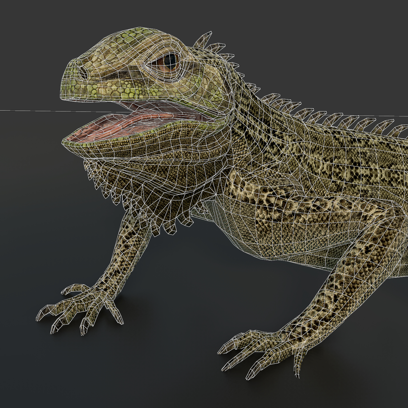 3d iguana rig animation model