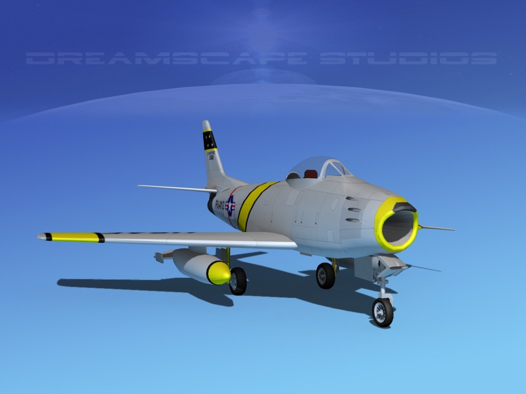 north american f-86 sabre 3d max