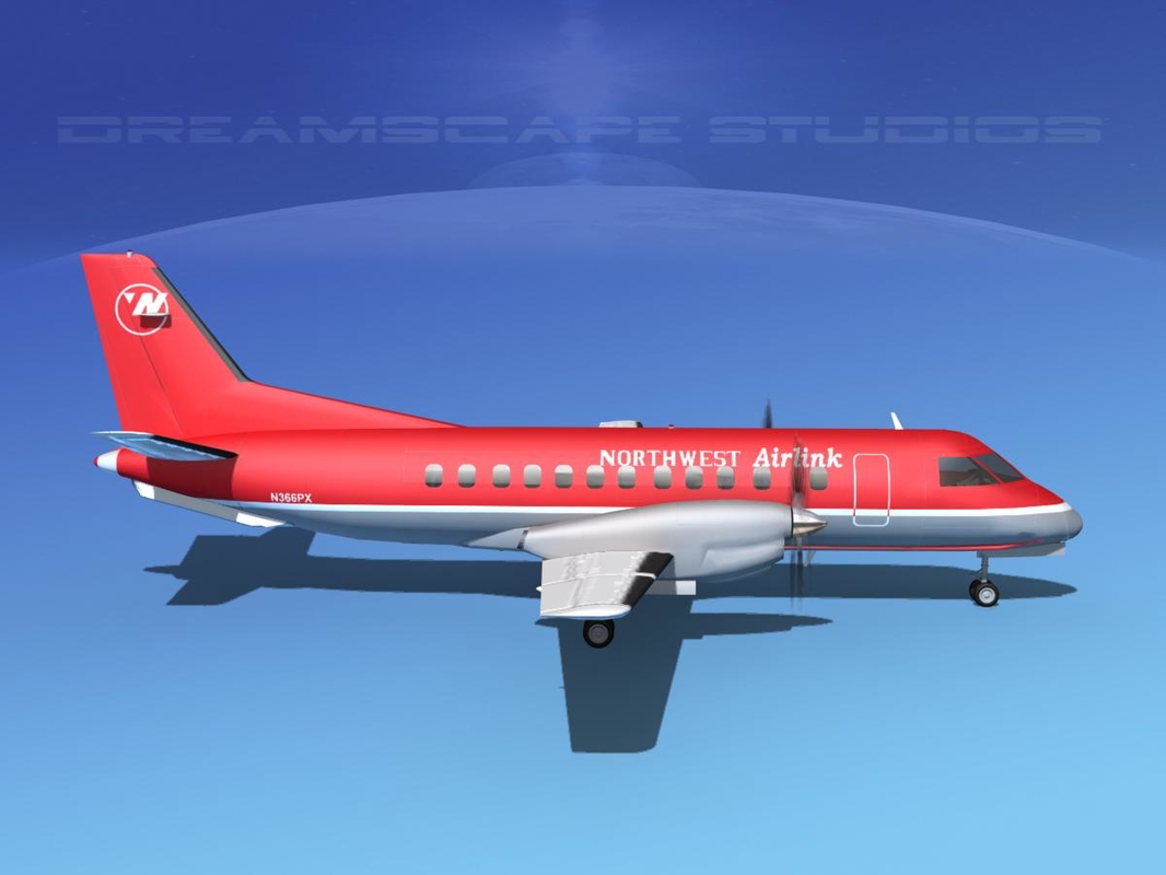 SAAB SF340西北航空3D模型 - TurboSquid 1109294