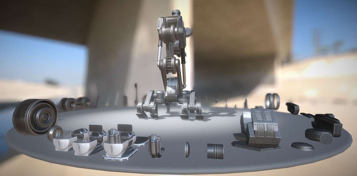 3d model walking mech neck basic