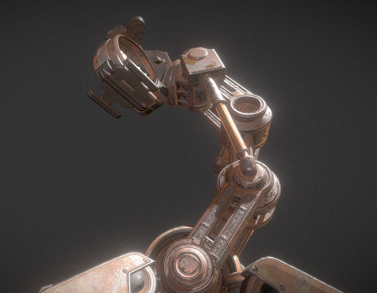3d walking mech neck rusty model