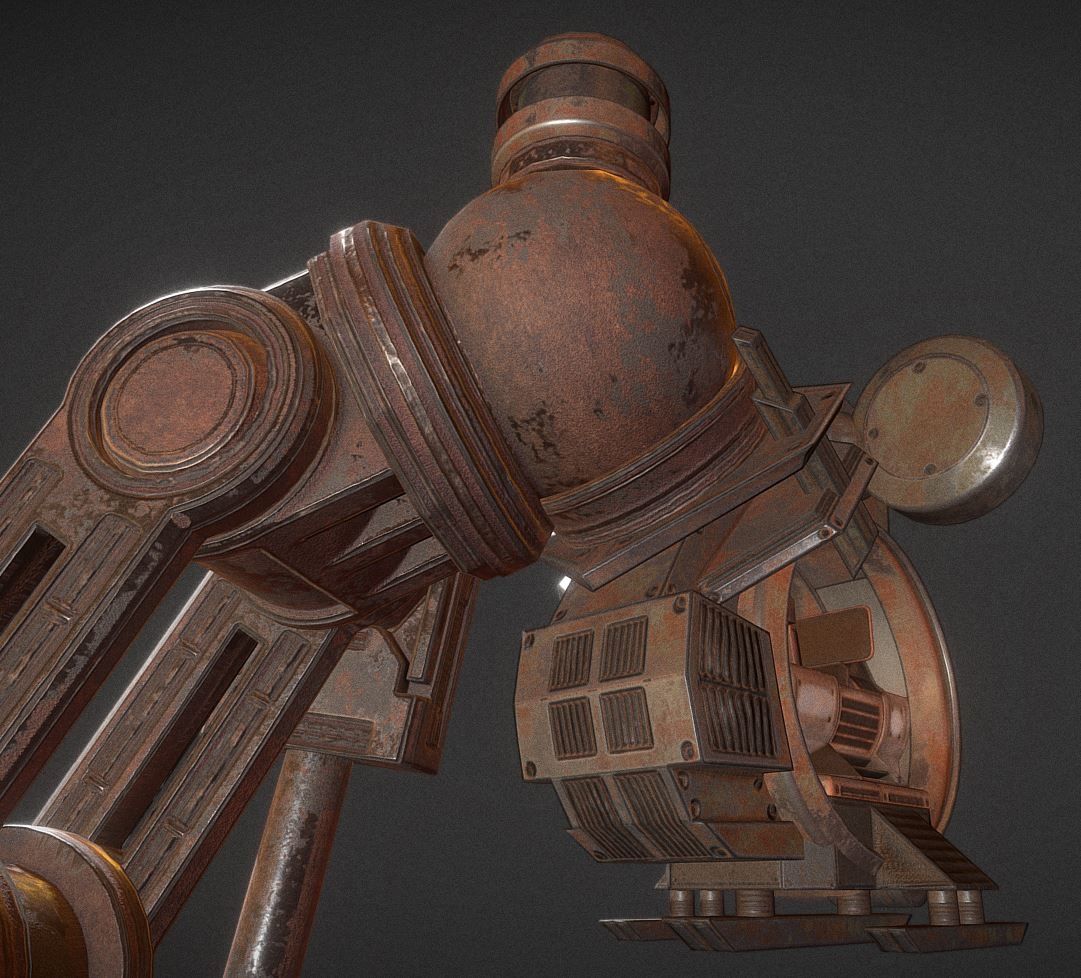 3d walking mech neck rusty model