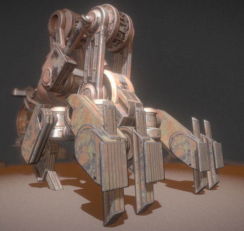 3d walking mech neck rusty model