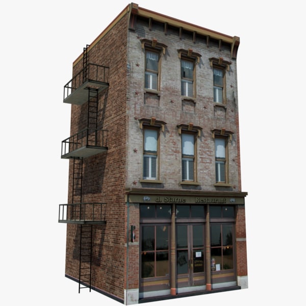 old style residential building 3d model