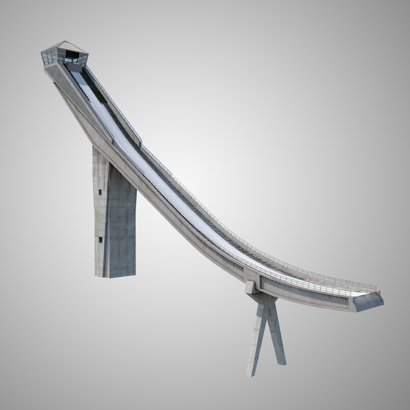 3d model ski long jump ramp