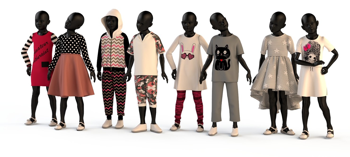 modelo 3d Ropa infantil sobre maniquíes y perchas set 2. - TurboSquid ...