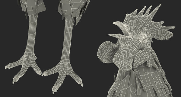 3d rooster rigged