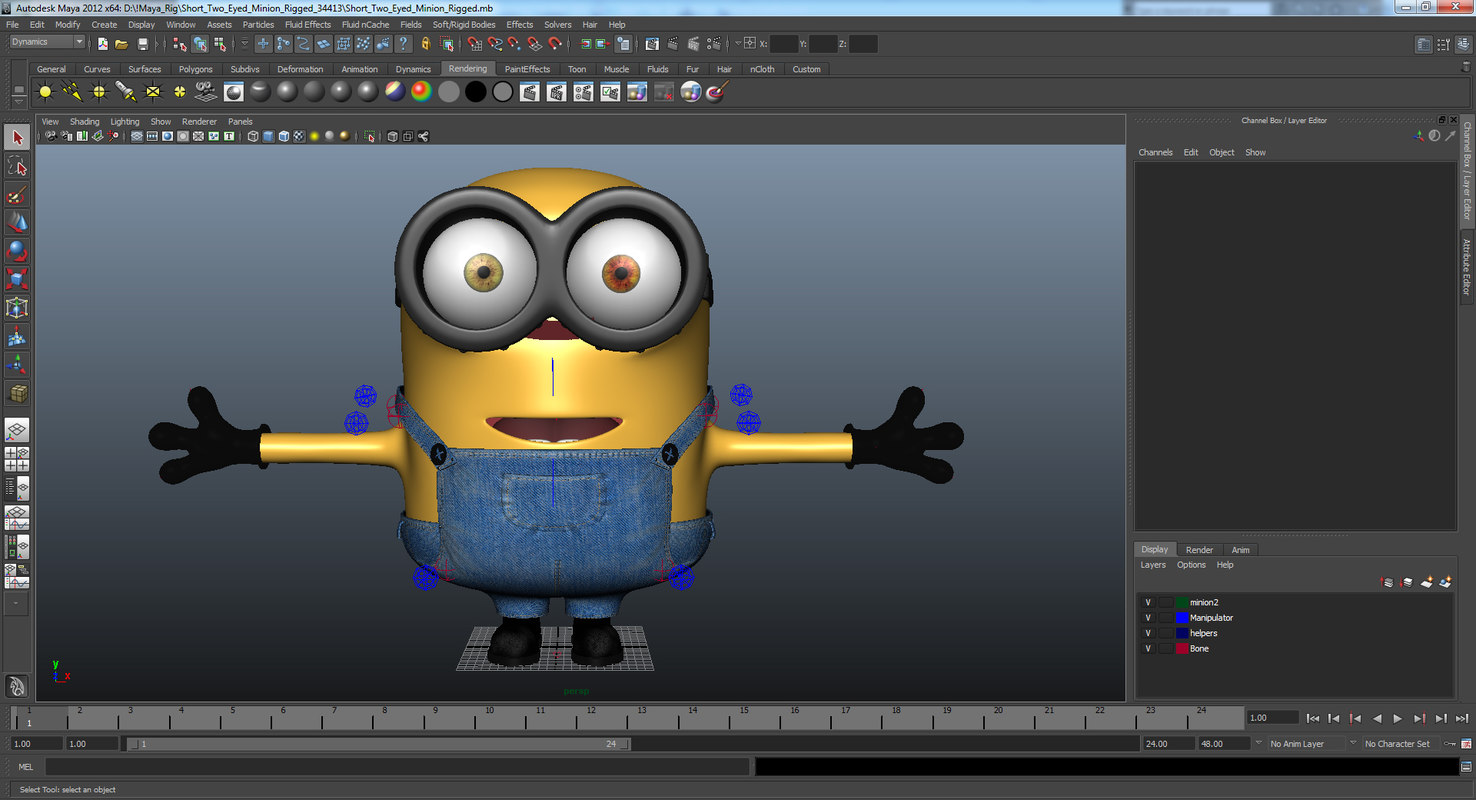 3d model short eyed minion rigged