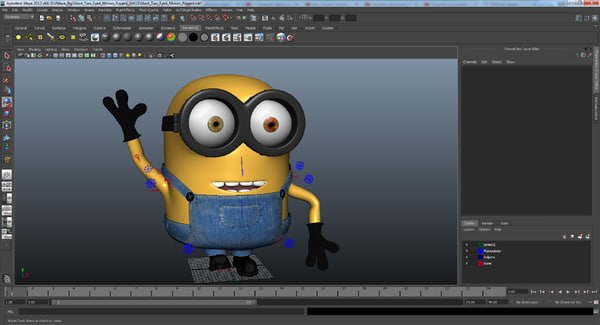 3d model short eyed minion rigged