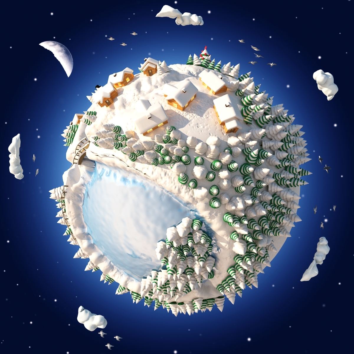 3d cartoon planets model