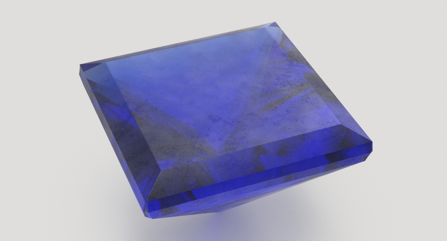 3d model of square sapphire