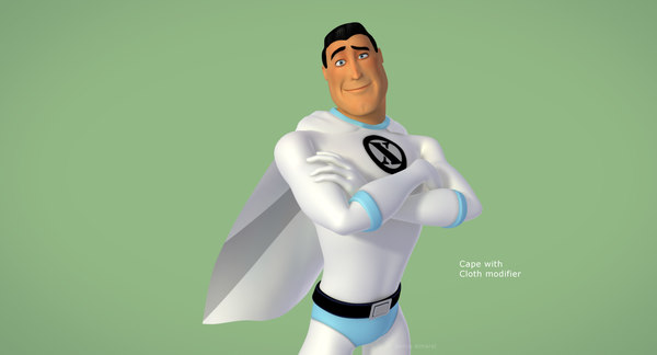3d rigged cartoon classic superhero model