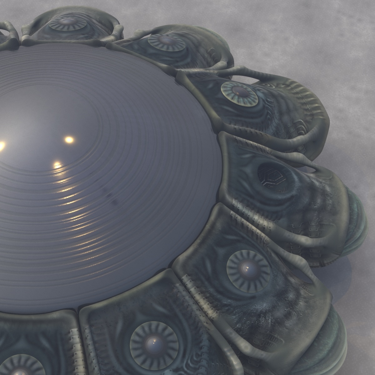 organic ufo flying saucer 3d model