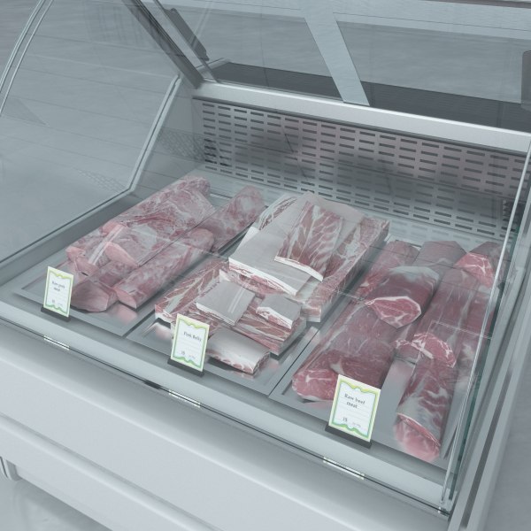 3d model custom refrigerated showcase meat