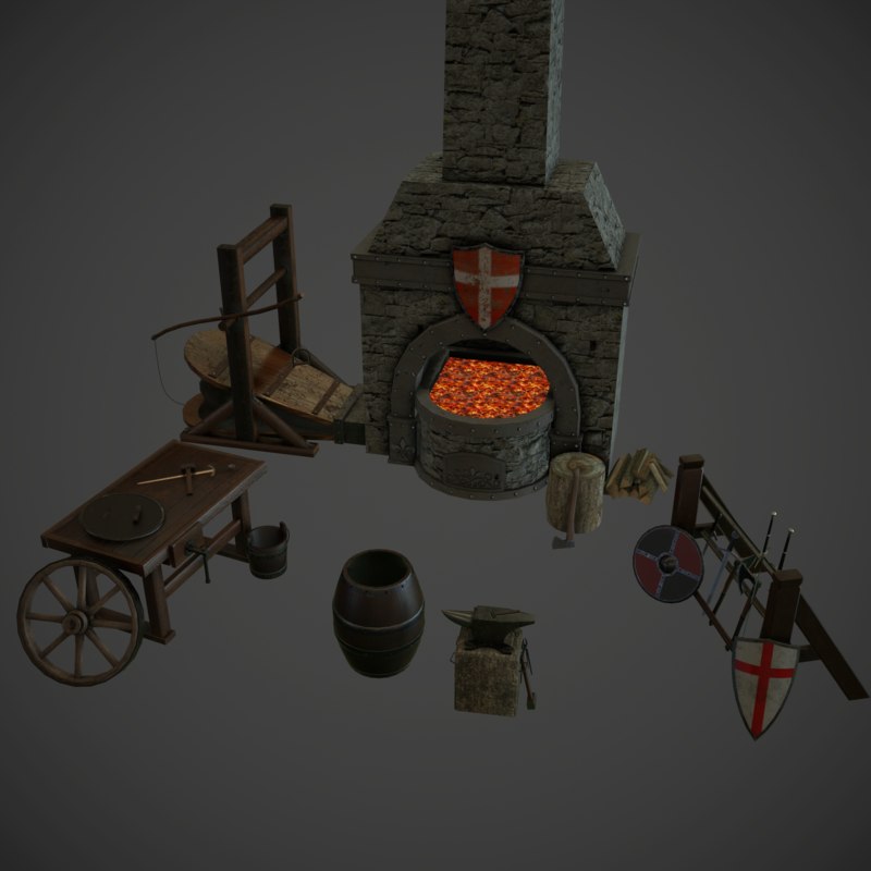3d medieval props model