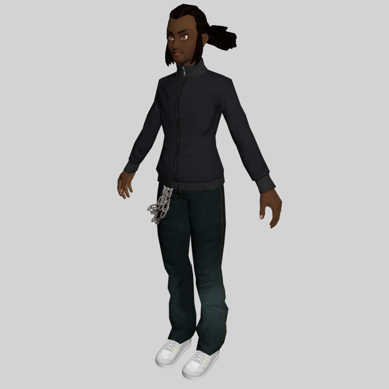 black young man character 3d obj