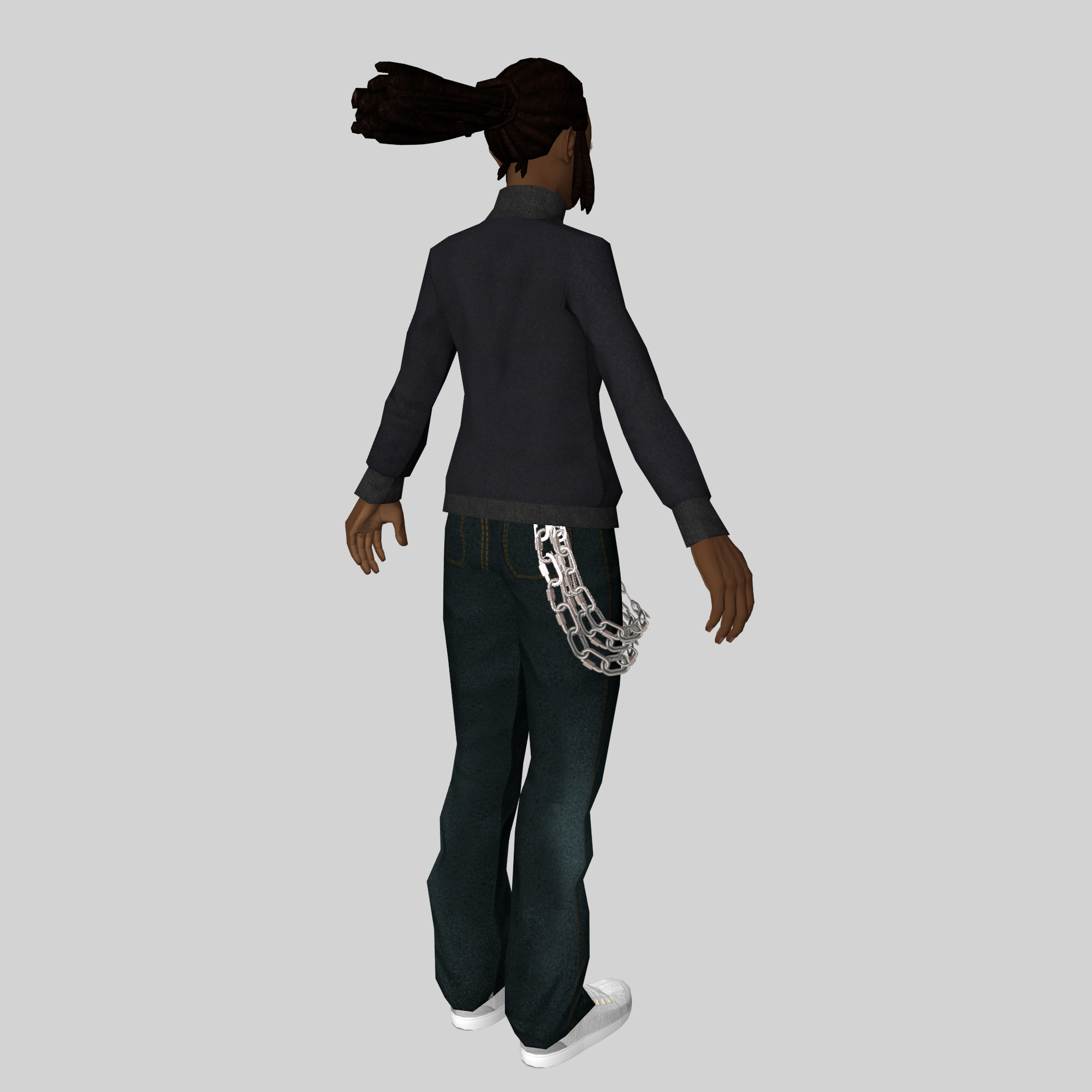 black young man character 3d obj