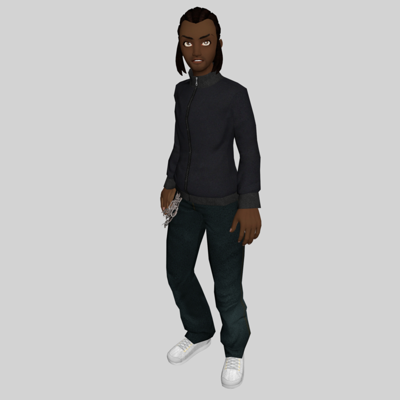 black young man character 3d obj