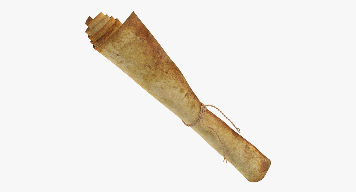 3d model old rolled paper