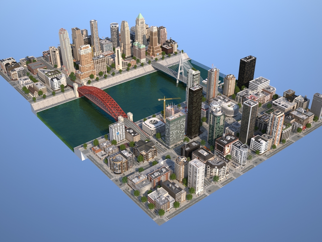 3d model river city buildings