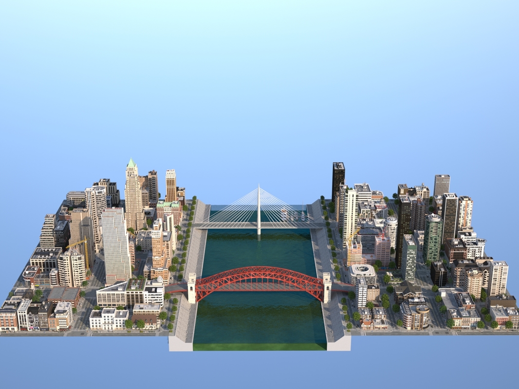 3d model river city buildings