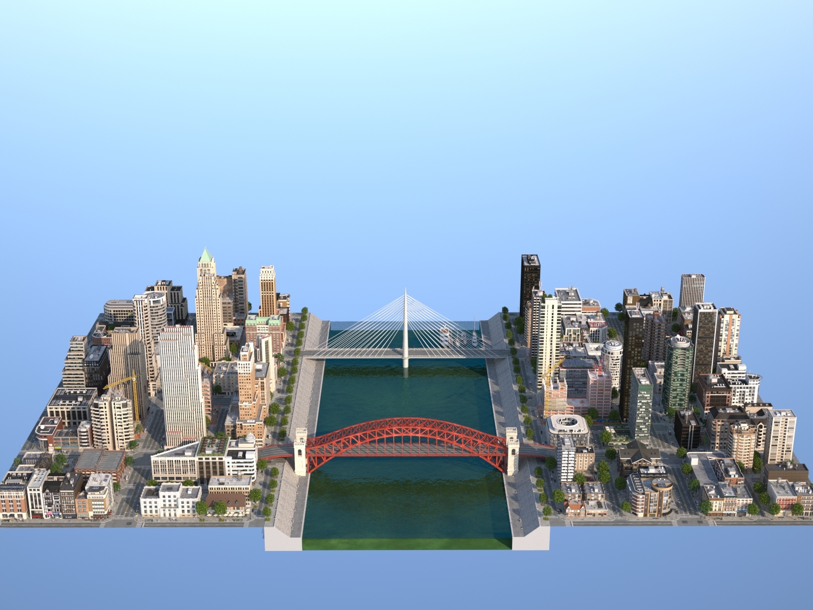 3d model river city buildings