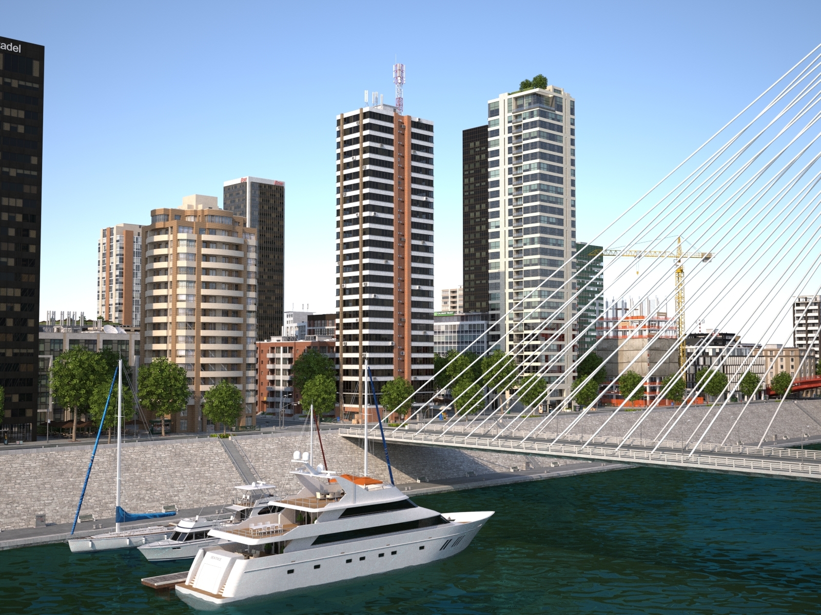 3d model river city buildings