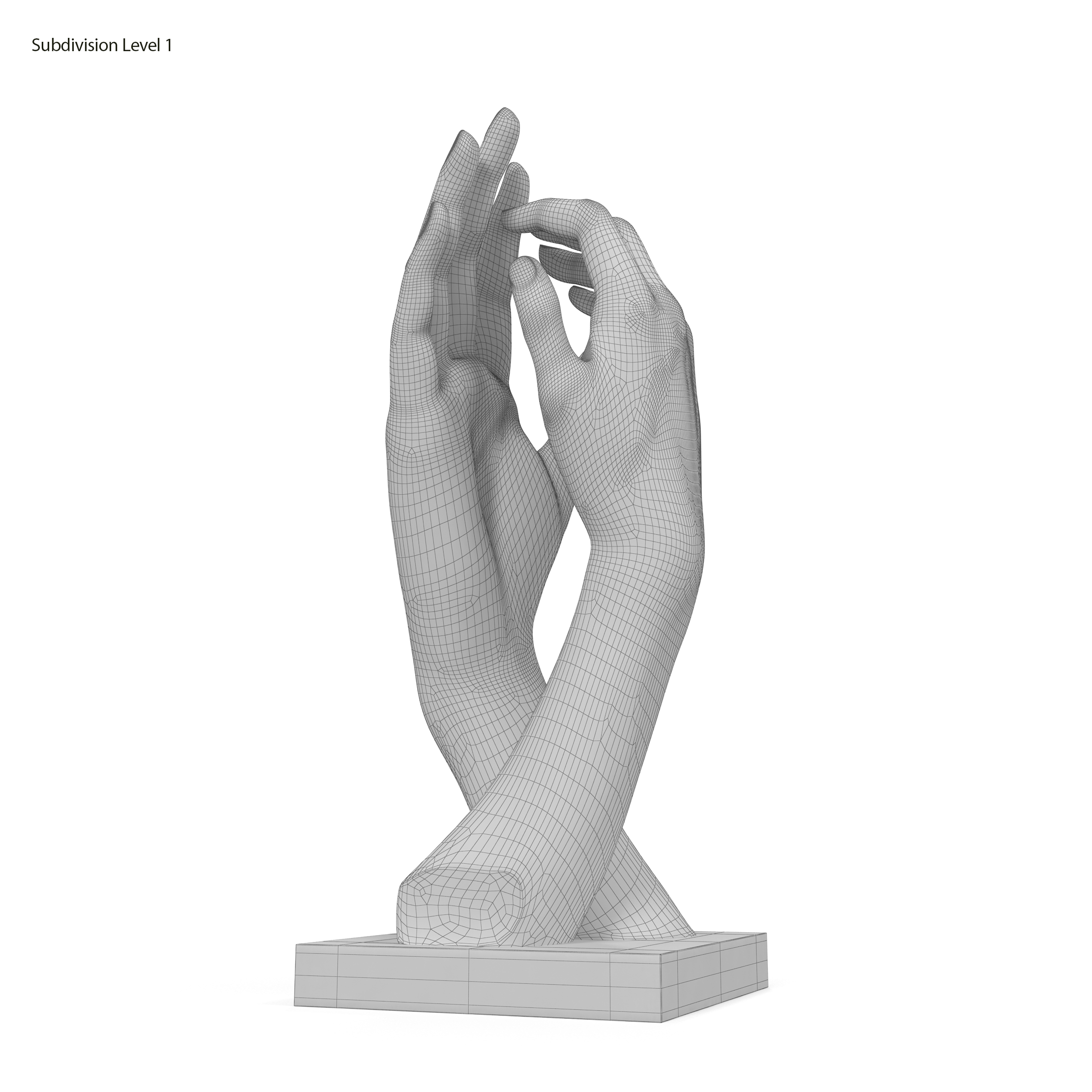 sculpture rodin hands 3d model