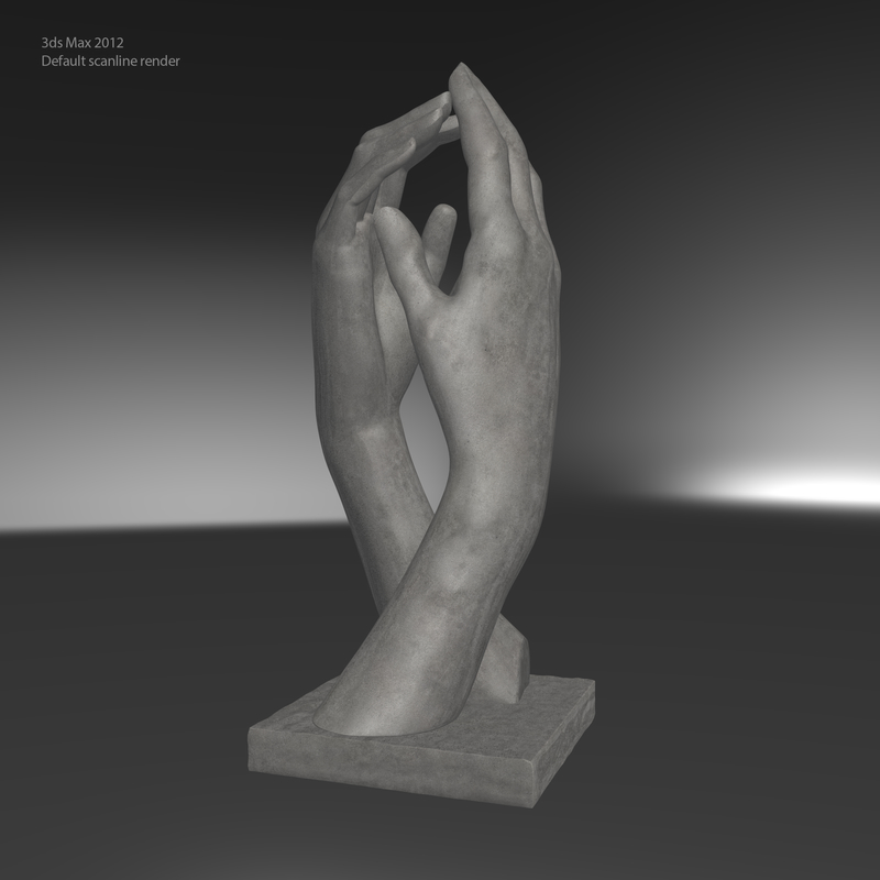 sculpture rodin hands 3d model