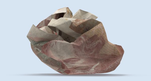 3d 50 pound note crumpled model